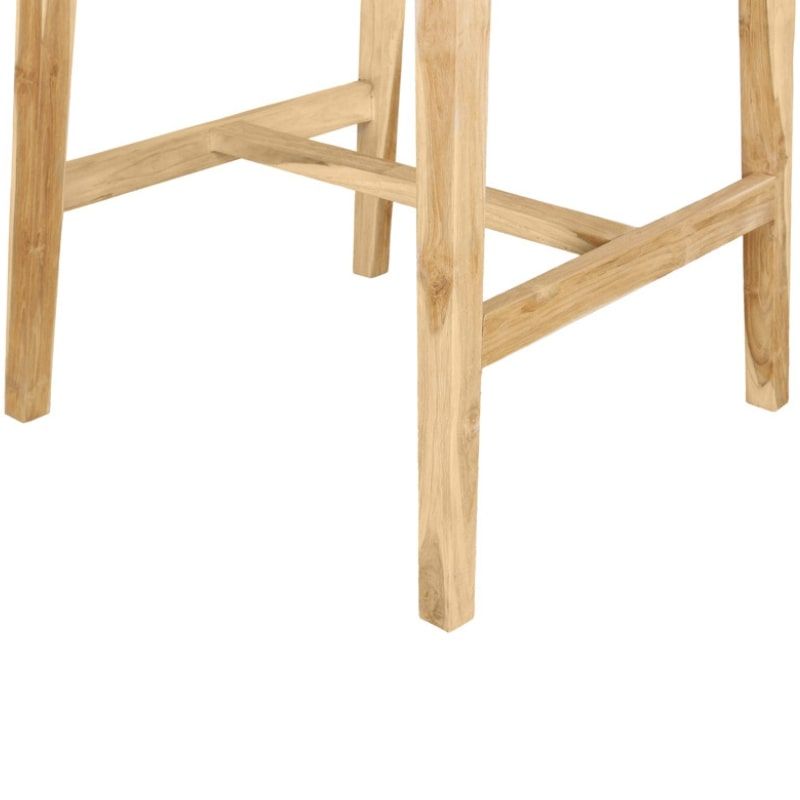 Table haute carre en teck massif brossé brut 80cm