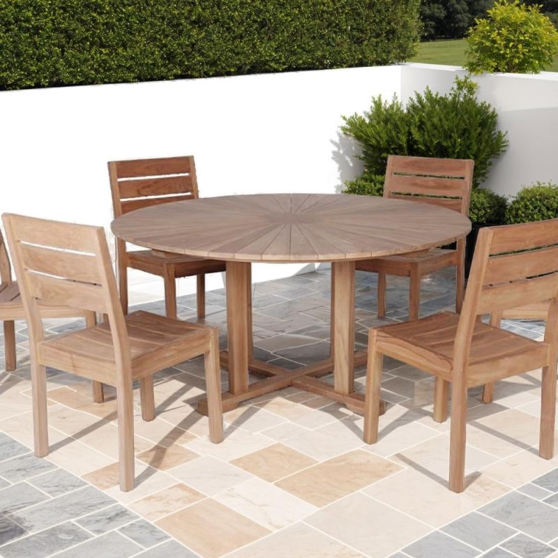Table de jardin ronde 150cm en teck massif